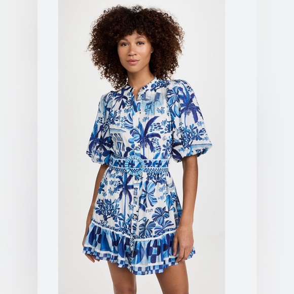 FARM Rio | Dresses | Farm Rio Sweet Rio Mini Dress In Blue Size Medium ...
